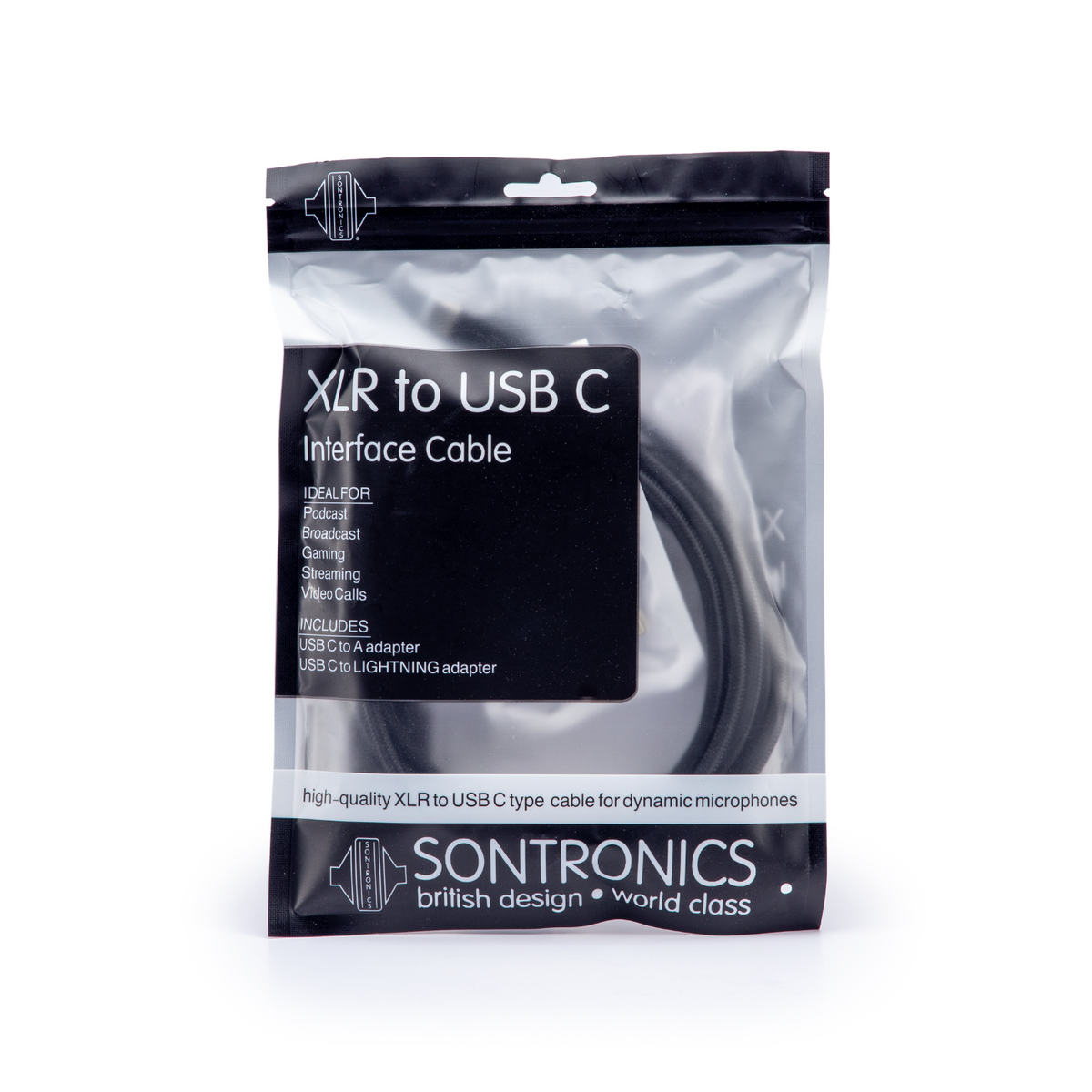 Sontronics XLR to USB-C Type Cable with Smartphone and USB-A Type Conn